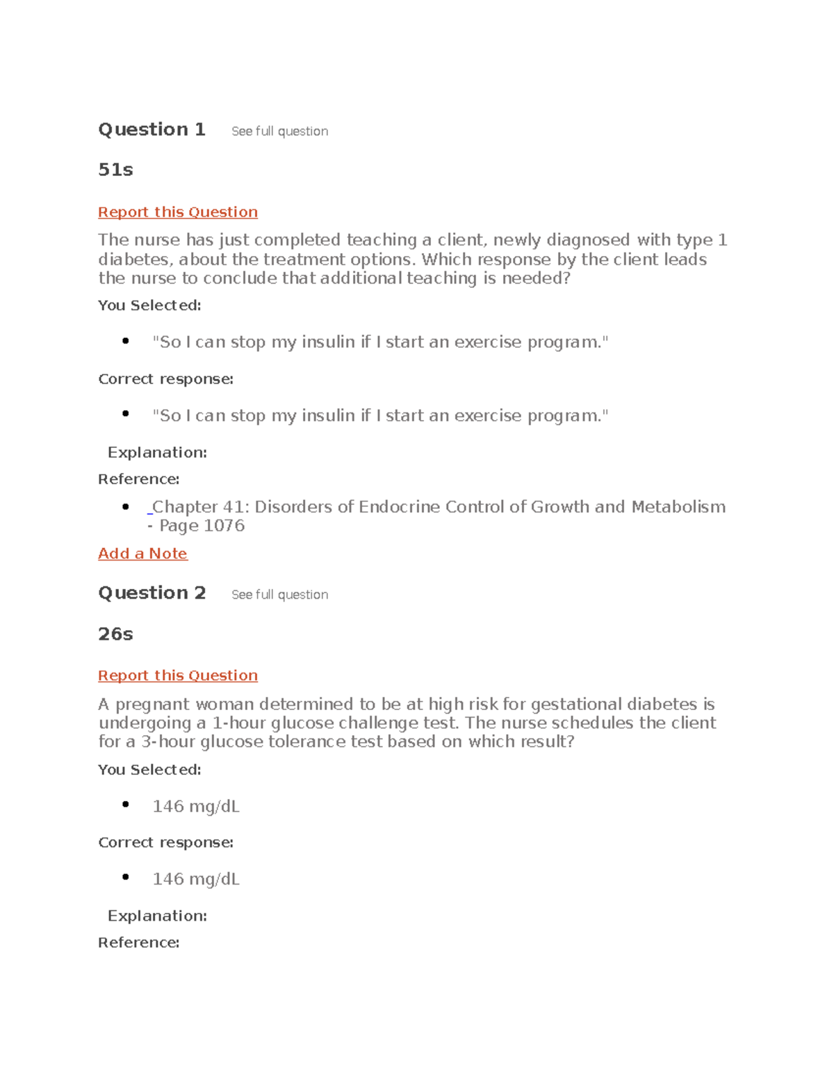 Diabetes prepu questions - Question 1 See full question 51s Report this ...