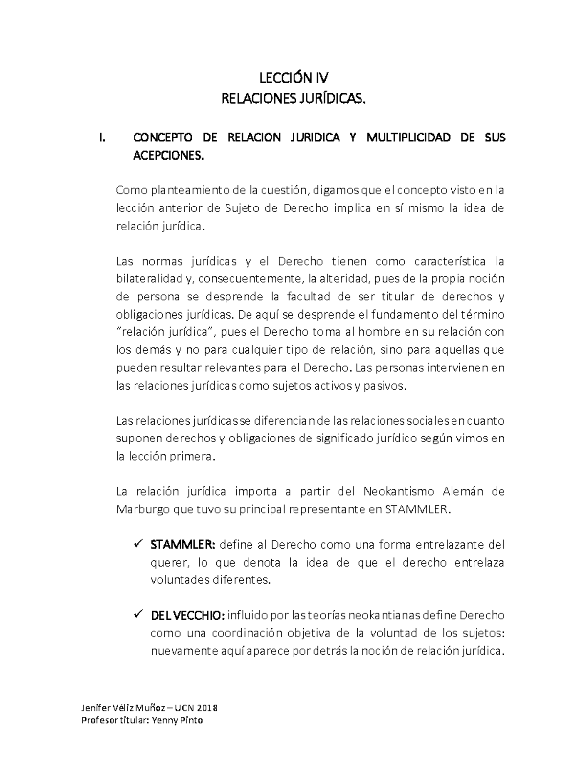 Lección IV ( Jenifer Veliz) - LECCIÓN IV RELACIONES JURÍDICAS. I ...