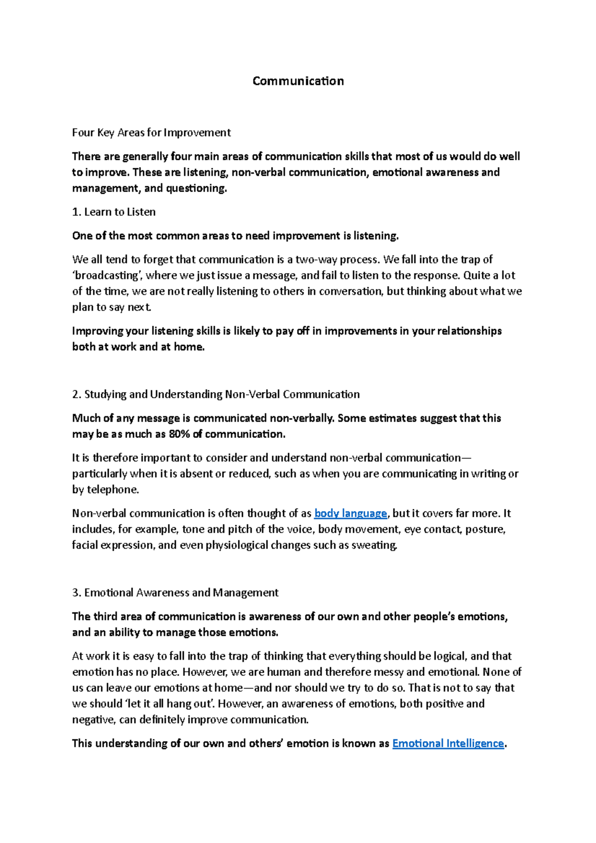 Communication - Problem Solving Exercises - Communication Four Key ...
