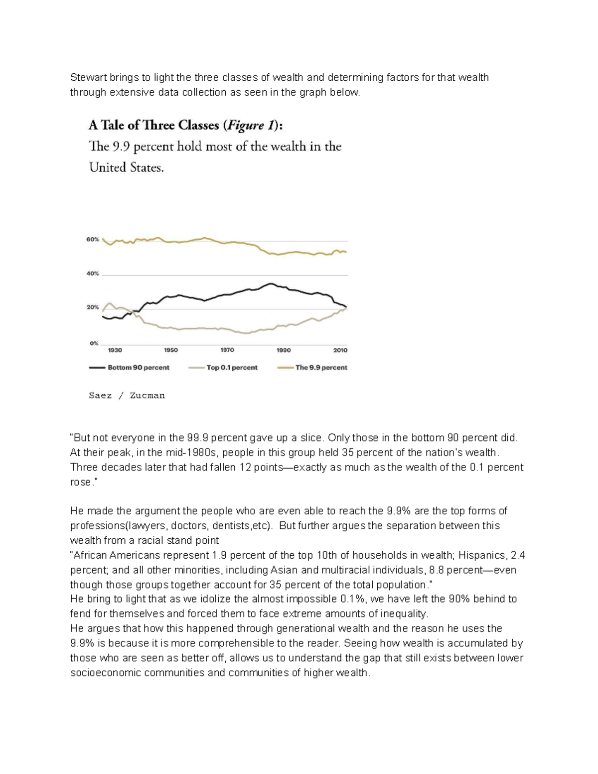 Intro Socio. - reading response social class and reproduction - Stewart ...