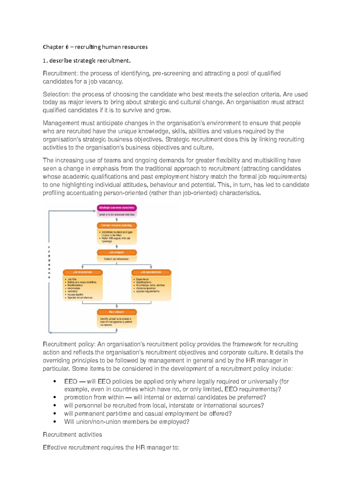 Chapter 6 - Very good summary notes for human resources. - Chapter 6 ...