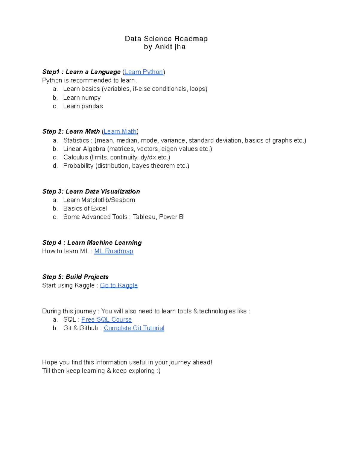 Data Science Good Data Science Roadmap By Apna College Step1 Learn A Language Learn