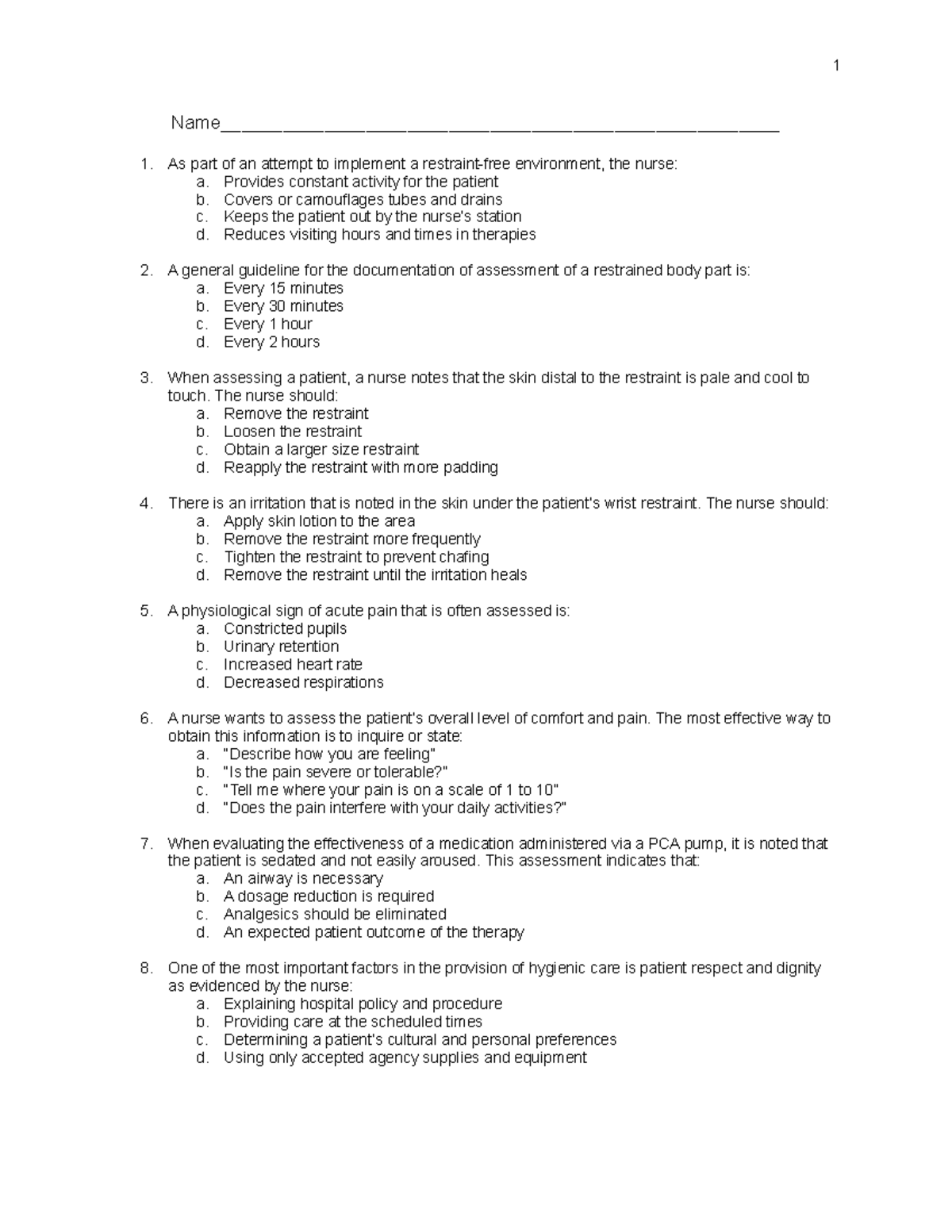 Practice+ Test +1 OB practice - Name