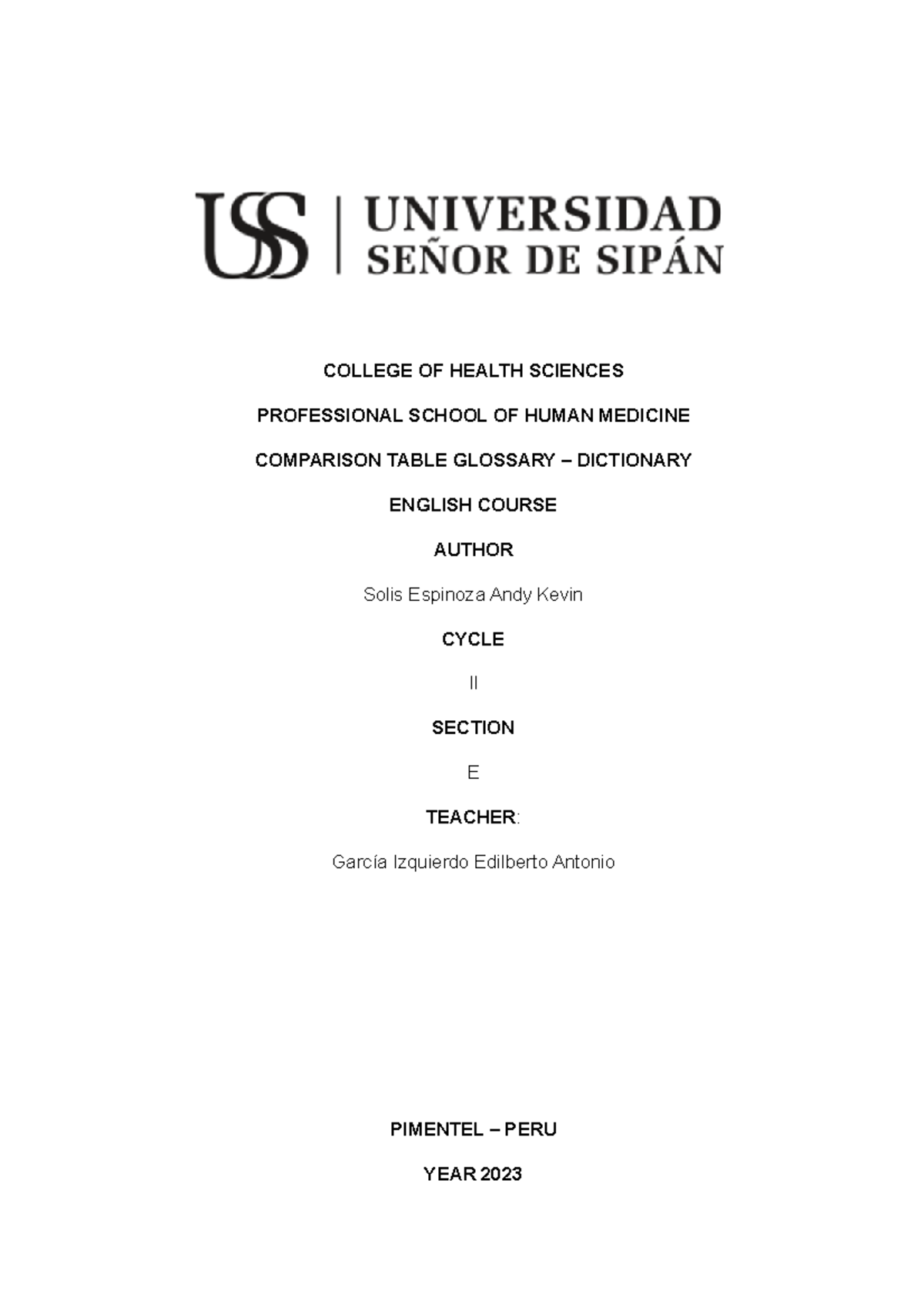 COMPARISON TABLE GLOSSARY – DICTIONARY CC - COLLEGE OF HEALTH SCIENCES ...