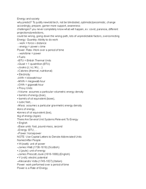 Intro to Energy and Society Lecture Notes 2 - Energy is stored in the ...