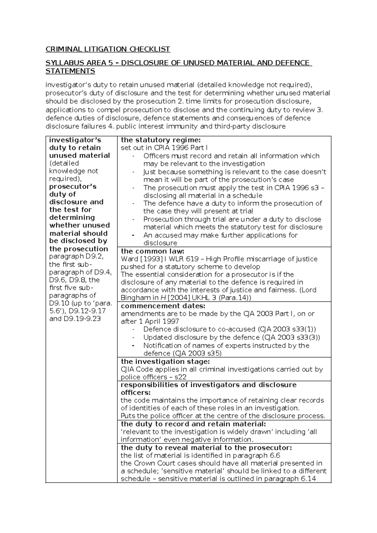 5 - Disclosure, unused materials and defence statements - CRIMINAL ...