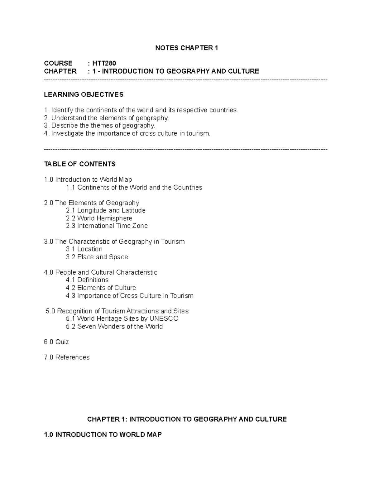 Notes Chapter 1 - only for uitm student that takes htt280 subject ...