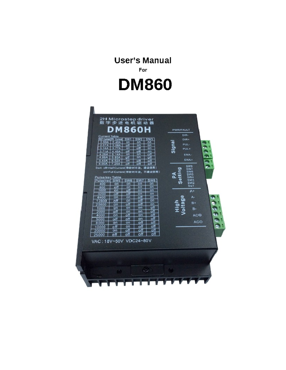 DM860 - Modulo de velocidad de motor paso a paso - User’s Manual For DM ...