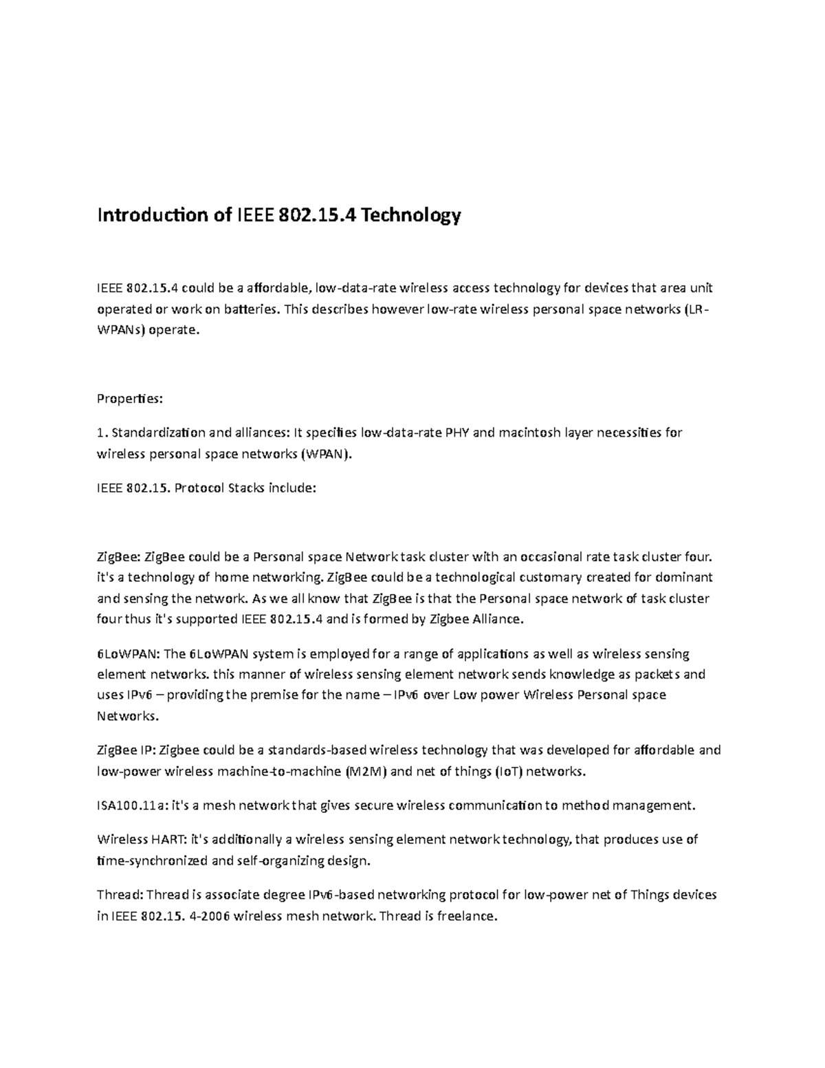 Introduction of IEEE 802.15.4 Technology.docx - Introduction of IEEE ...