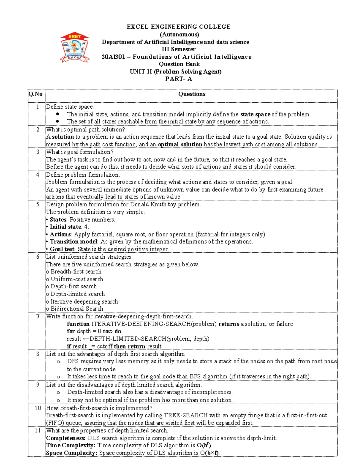 FAI QB UNIT 2 - gives model questions for unit 2 - EXCEL ENGINEERING ...