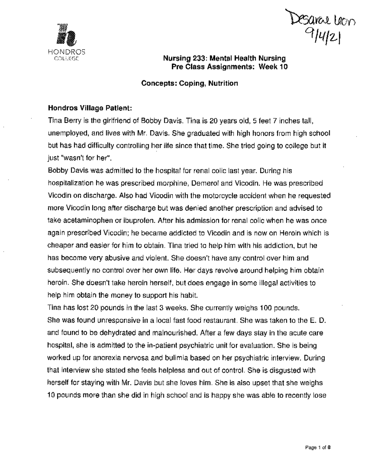 NUR233 PCA WK10 - exam study guide - NUR 233 - Studocu