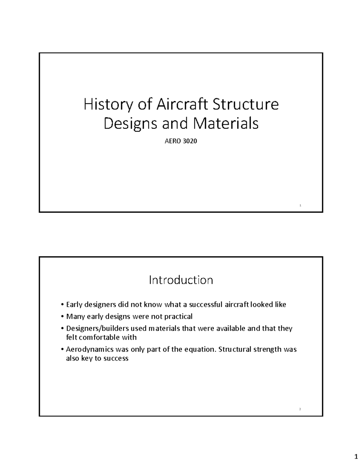 3020 Chapter 1 PPT Handouts Part 1 - History of Aircraft Structure ...