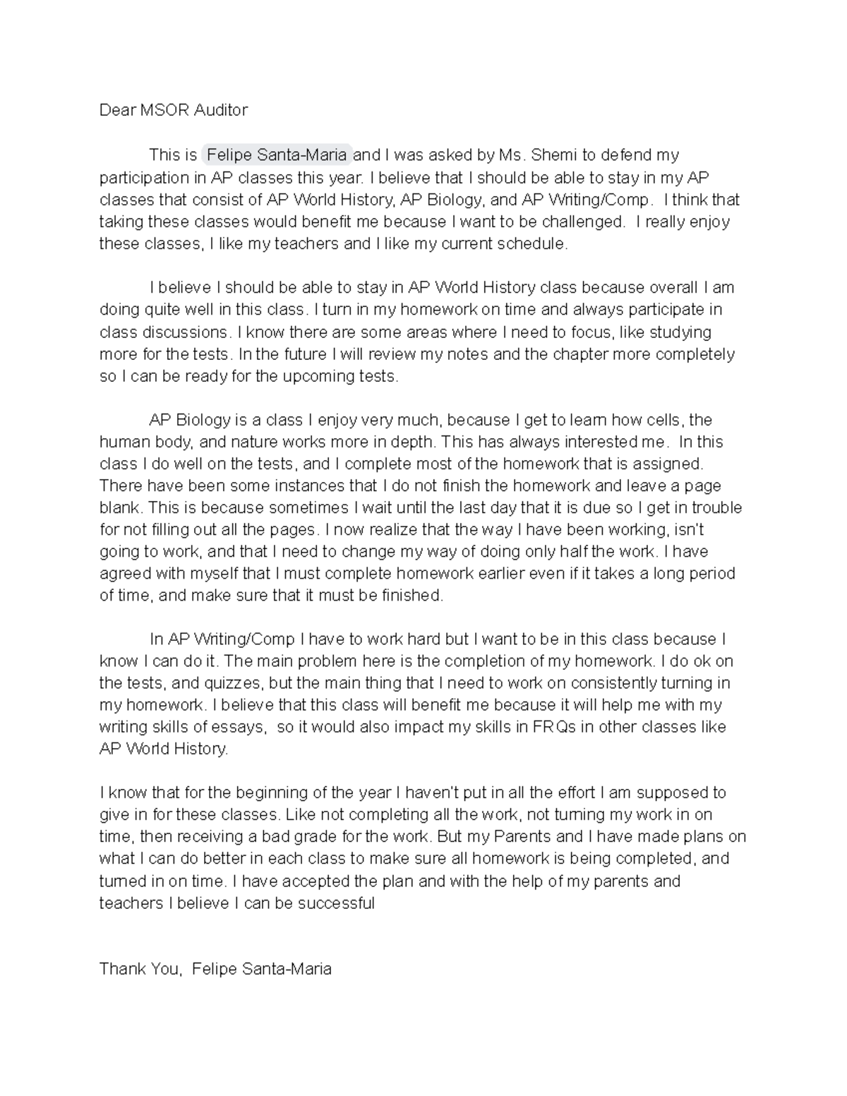 Untitled document - cool - Dear MSOR Auditor This is Felipe Santa ...