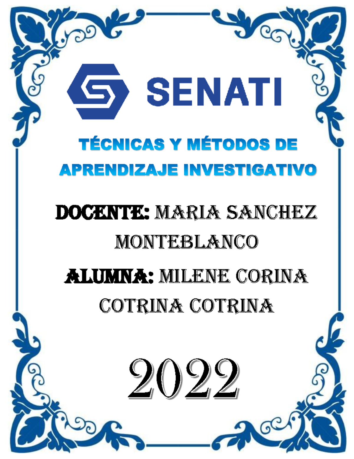 Actividad Entregable 3 Milene Cotrina Senati - Docente: maria sanchez ...