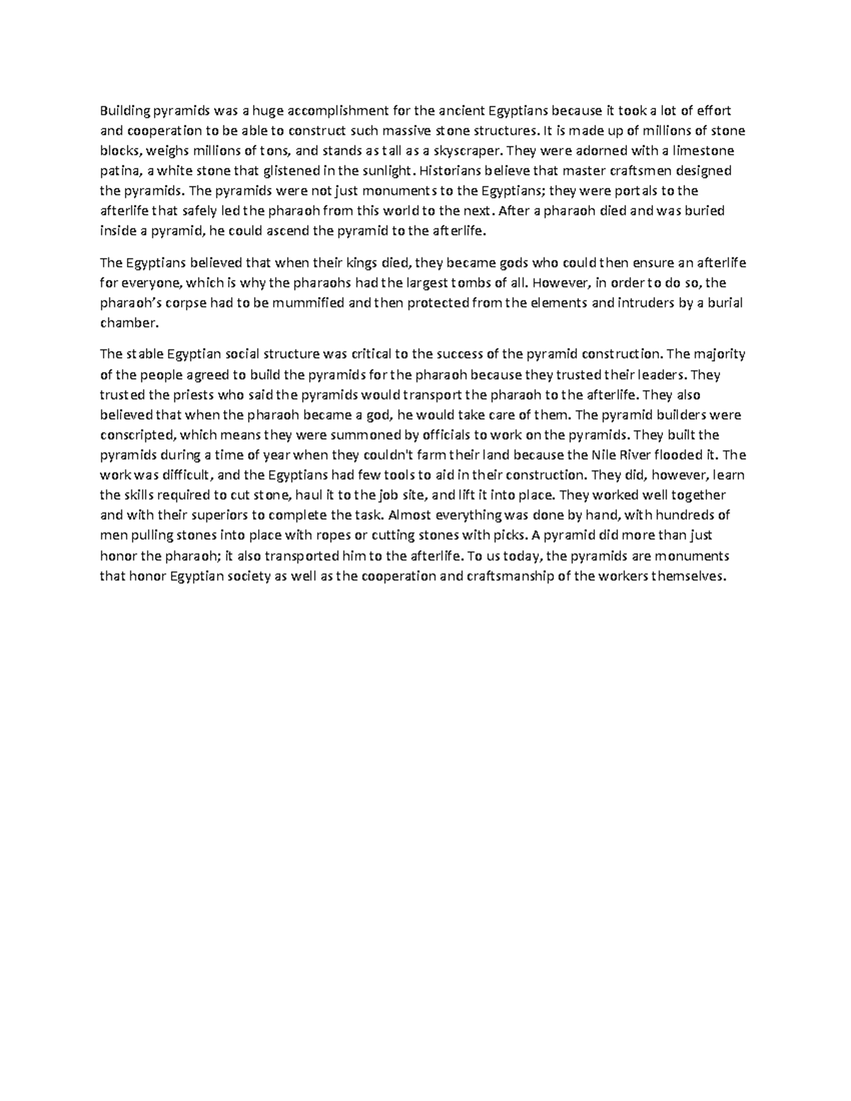 Final assignment Egyptian pyramids - Building pyramids was a huge ...