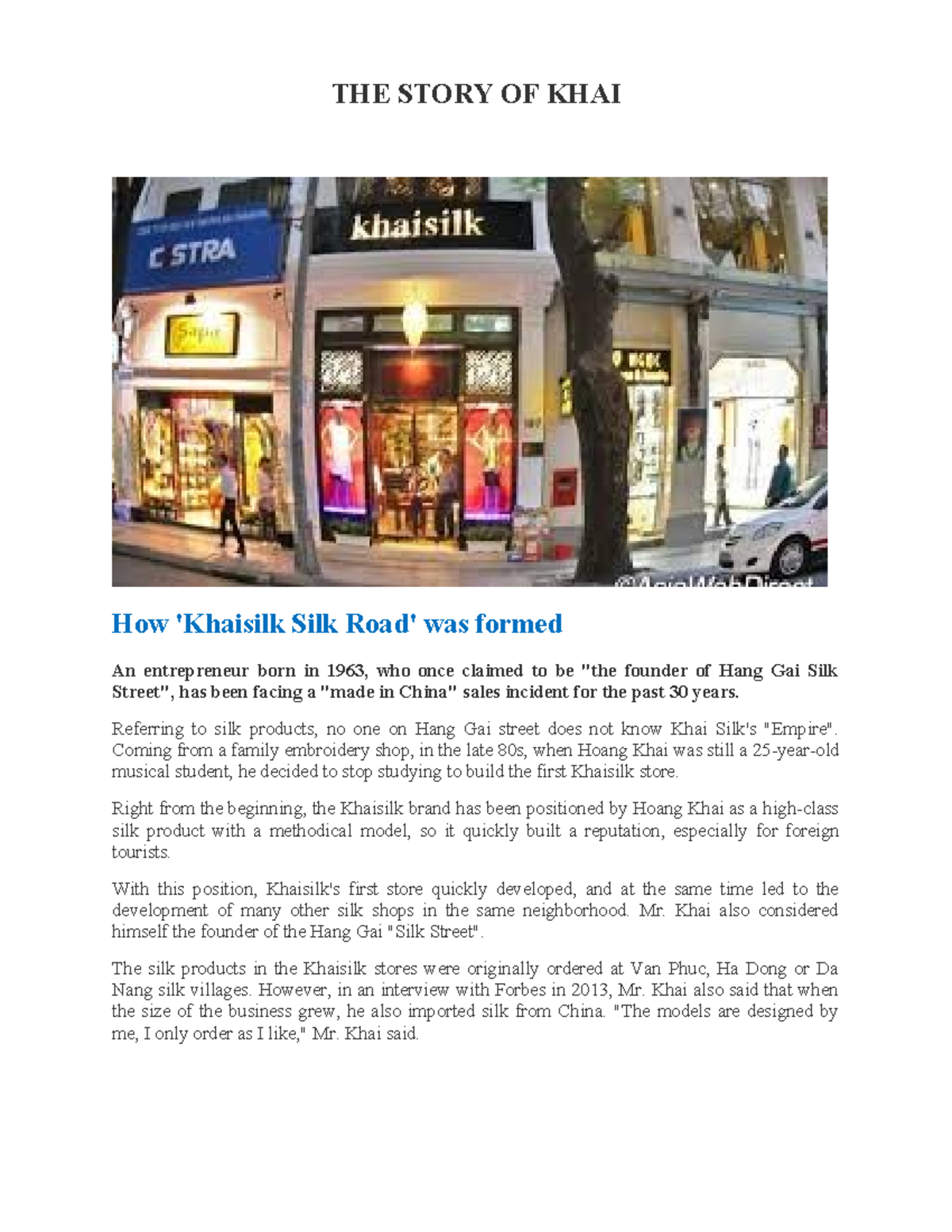 Story of Khai EN - THE STORY OF KHAI How 'Khaisilk Silk Road' was ...