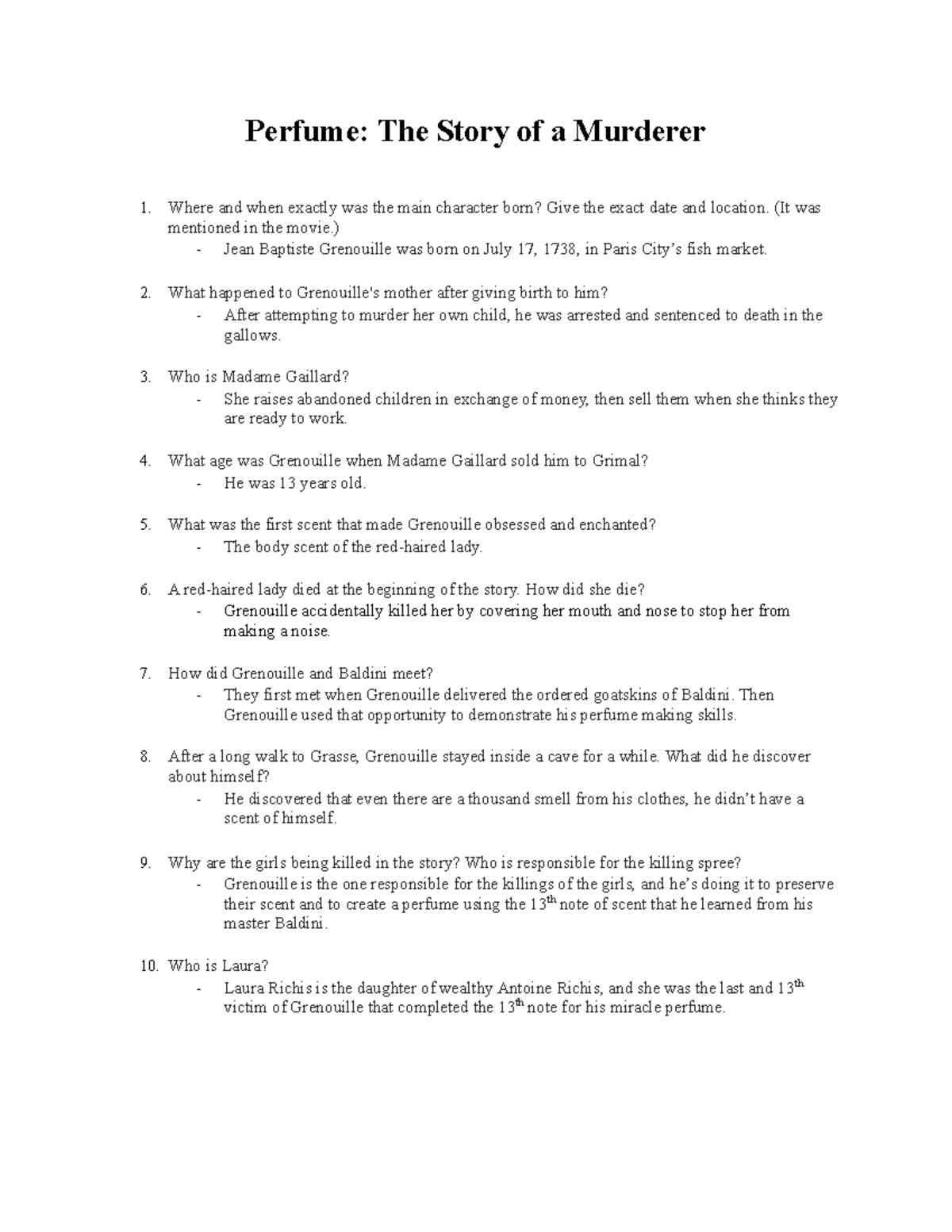 Perfume-The Story of a Murderer-Assignment - BSBA INFORMATION SYSTEM ...