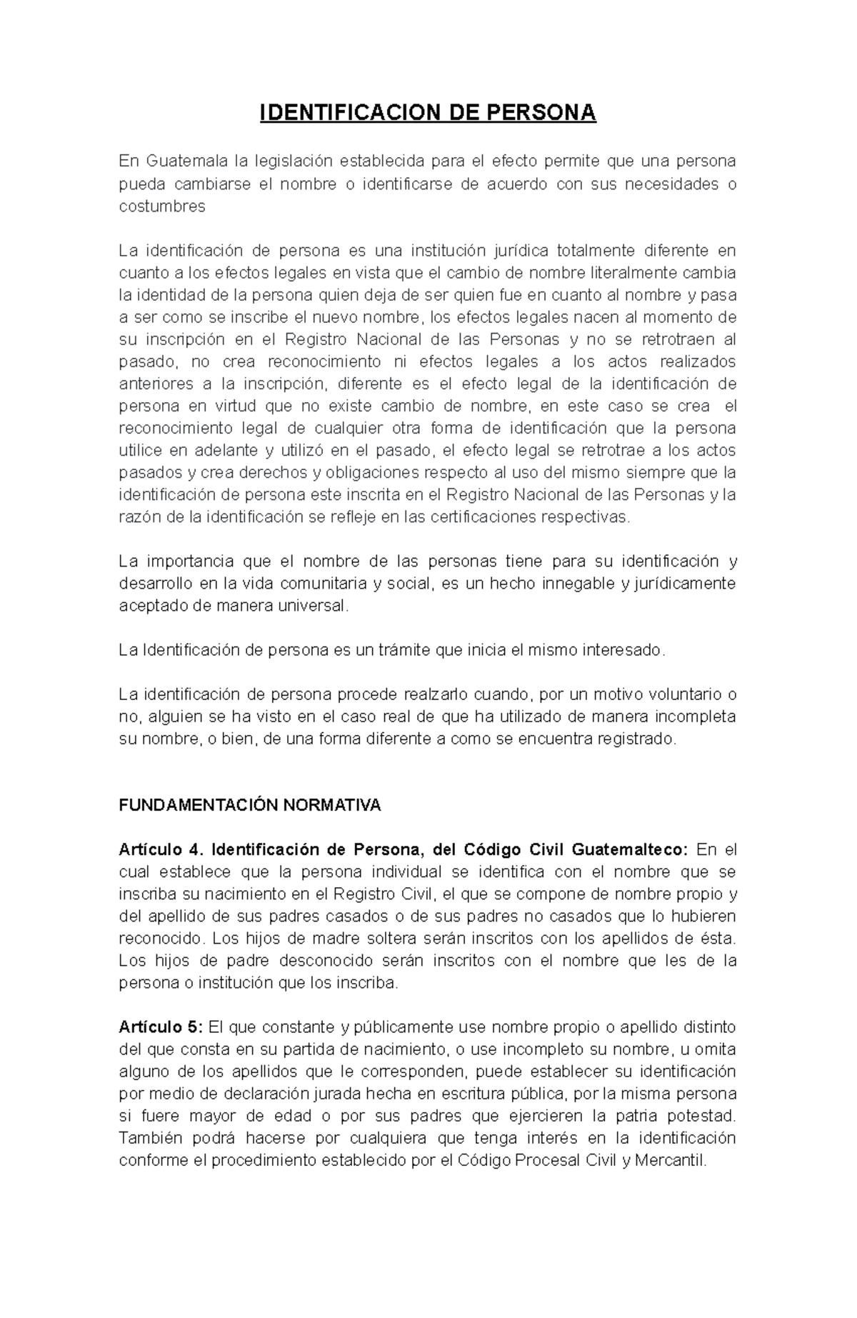 Identificación de Persona - IDENTIFICACION DE PERSONA En Guatemala la ...
