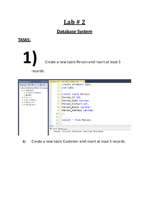 LAB 3 solved - ####### LAB 3 TASKS: Insert new employee’s records. 2)Insert new department ...