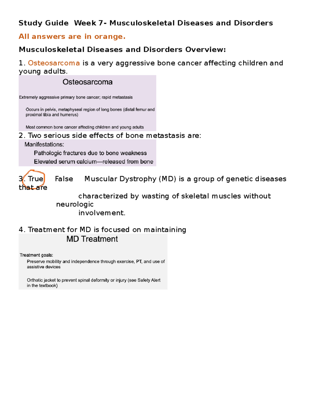Week 7 SG Musculoskeletal Diseases and Disorders-1 - Study Guide Week 7 ...