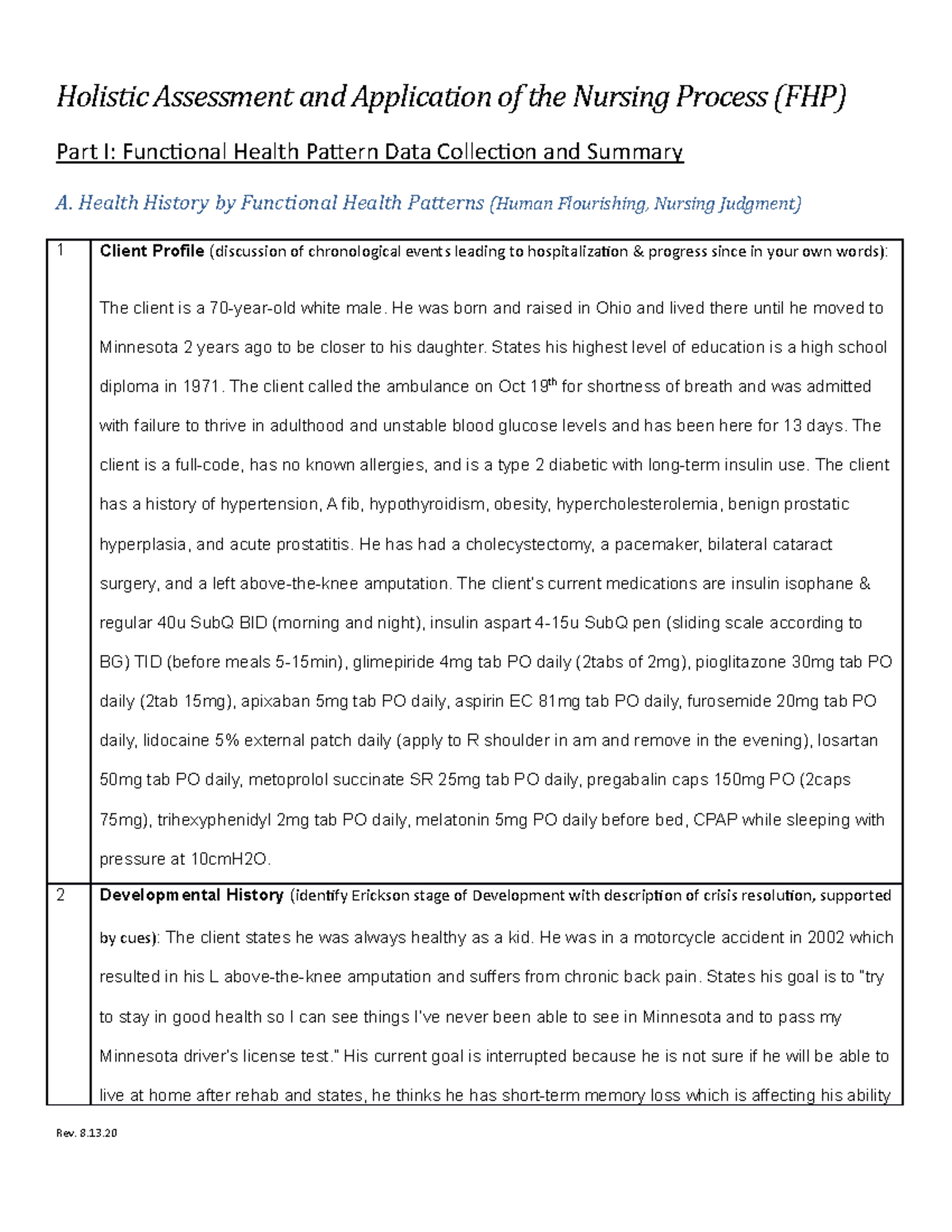 Holistic Assessment-FHP Clinical 2 - Holistic Assessment and ...