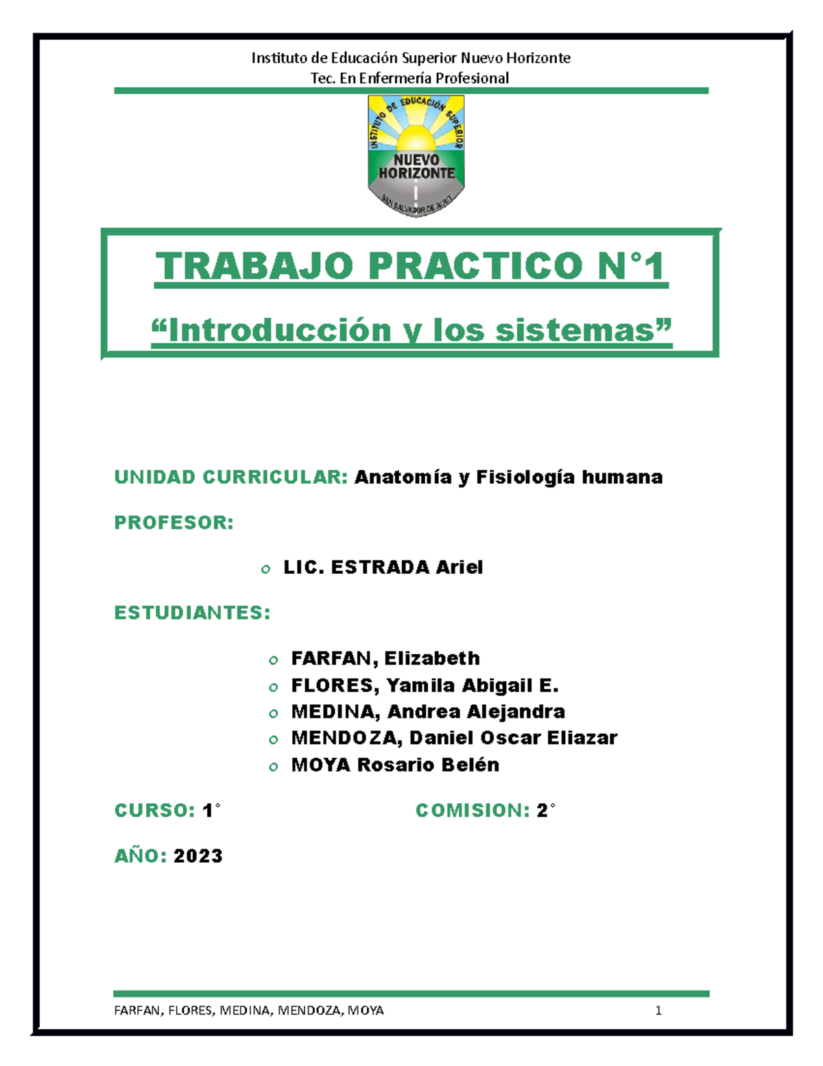 TPN°1- Anatomia- Flores, Farfan, Medina, Mendoza, MOYA-C2... - Tec. En ...