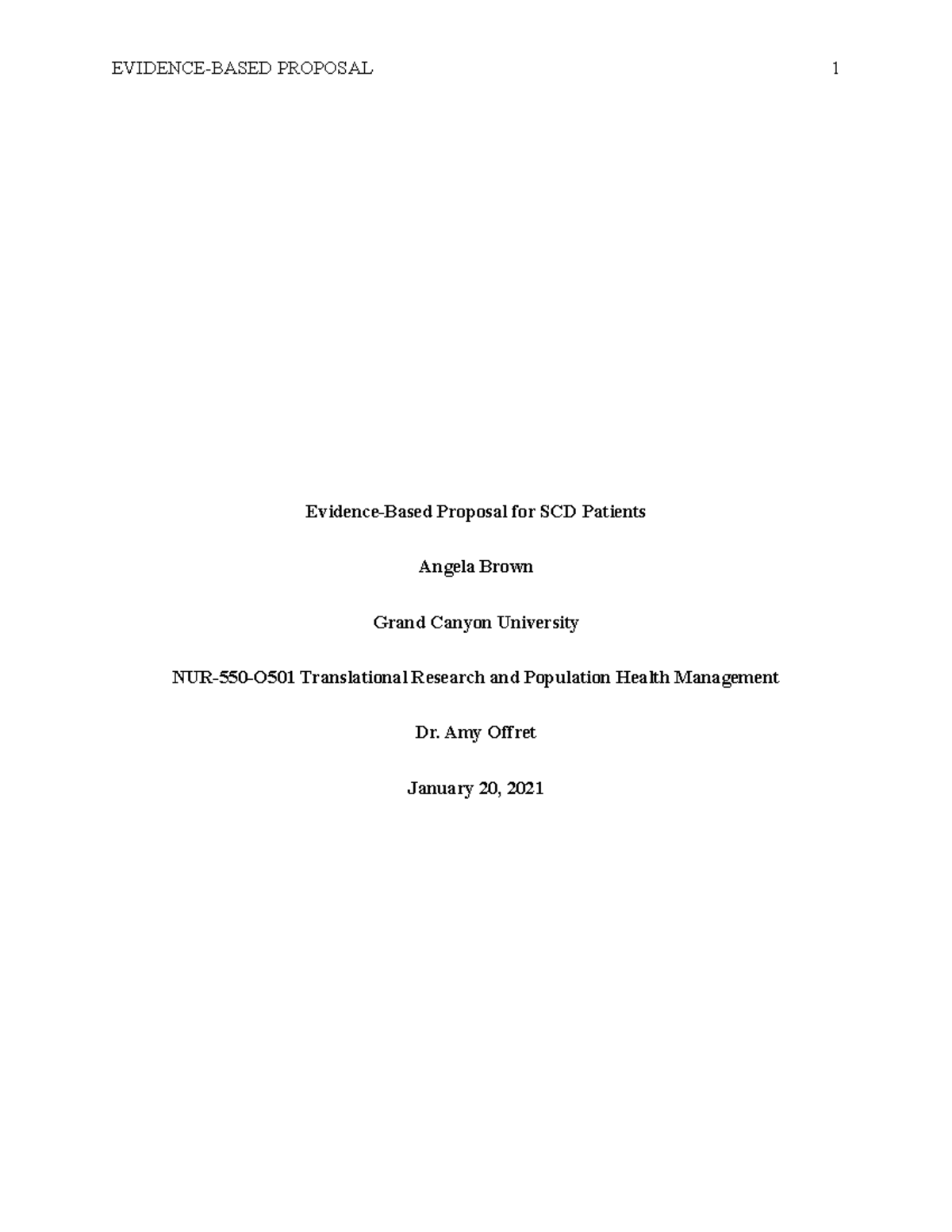 Benchmark - Evidence-Based Practice Proposal Final Paper - Evidence ...