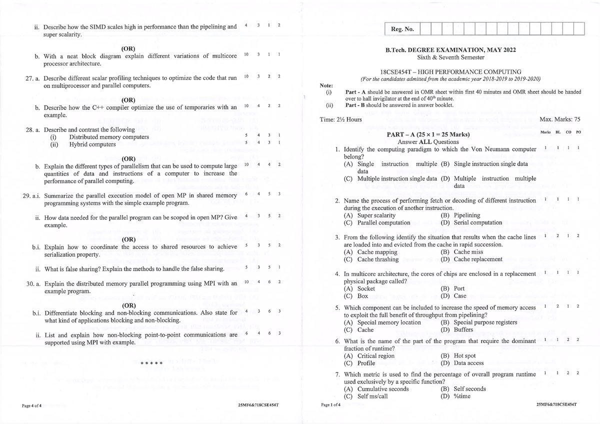 Hpc endsem 1 - ii. Describe how the SIMD scales high in performance ...