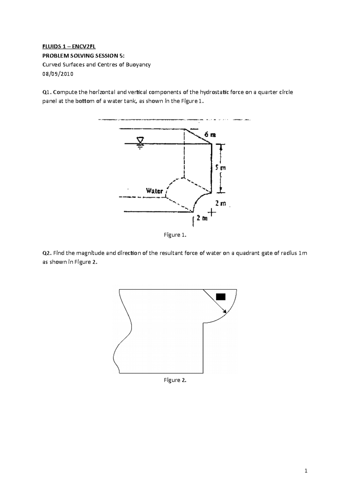 Problem Solving Session 5 - Curved Surfaces and Centres of Buoyancy ...