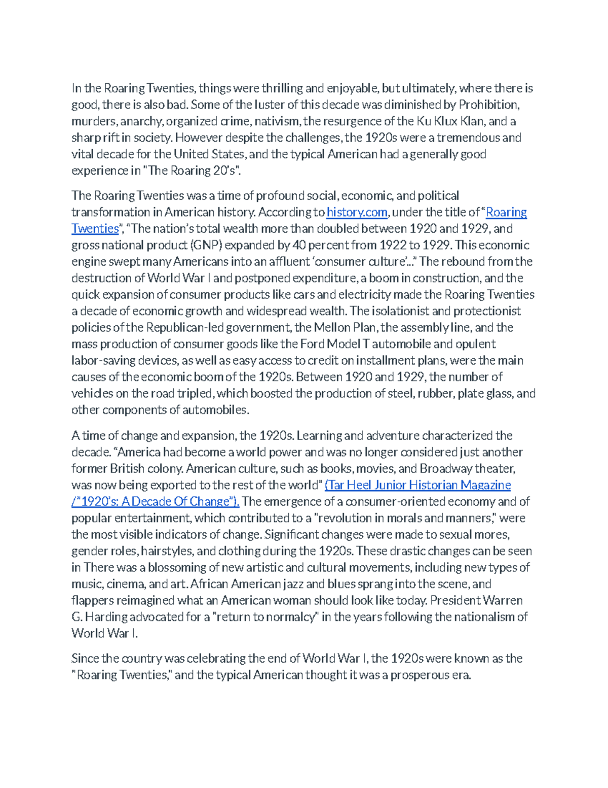 Debate: Were the 1920's an up or down for America - In the Roaring ...