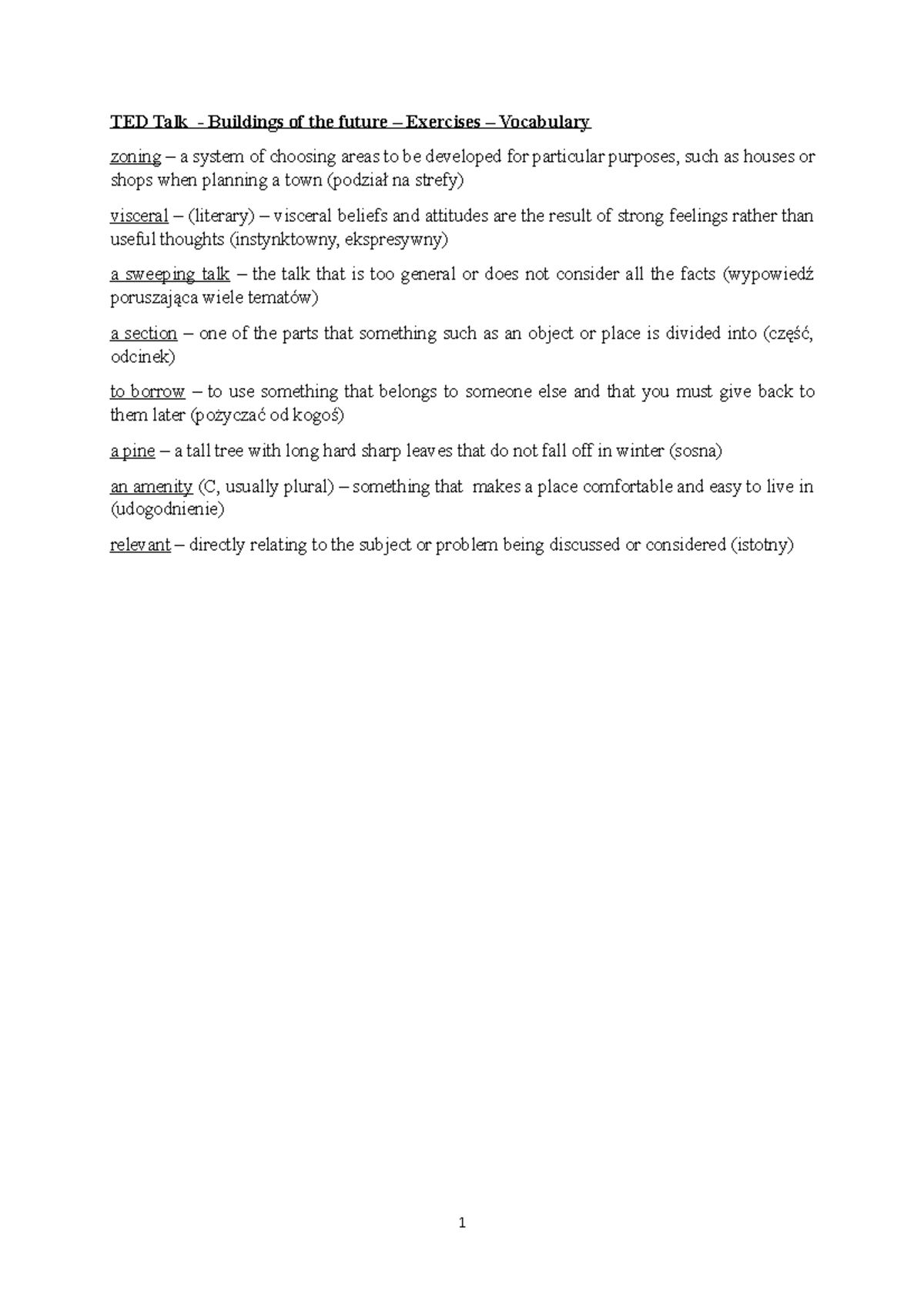 TED Talk - Buildings of the future - Exercises - Vocabulary - TED Talk ...