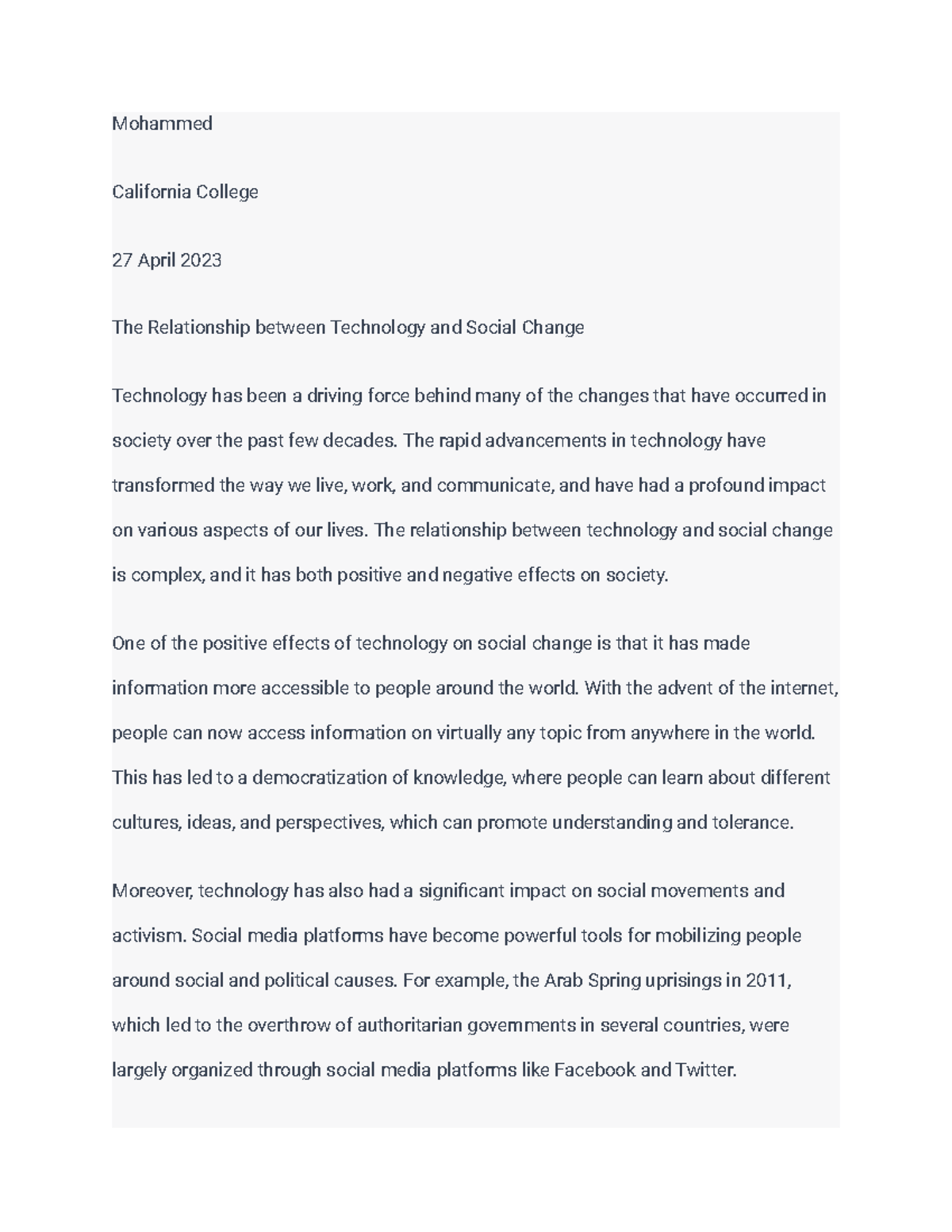 The Relationship between Technology and Social Change - Mohammed ...