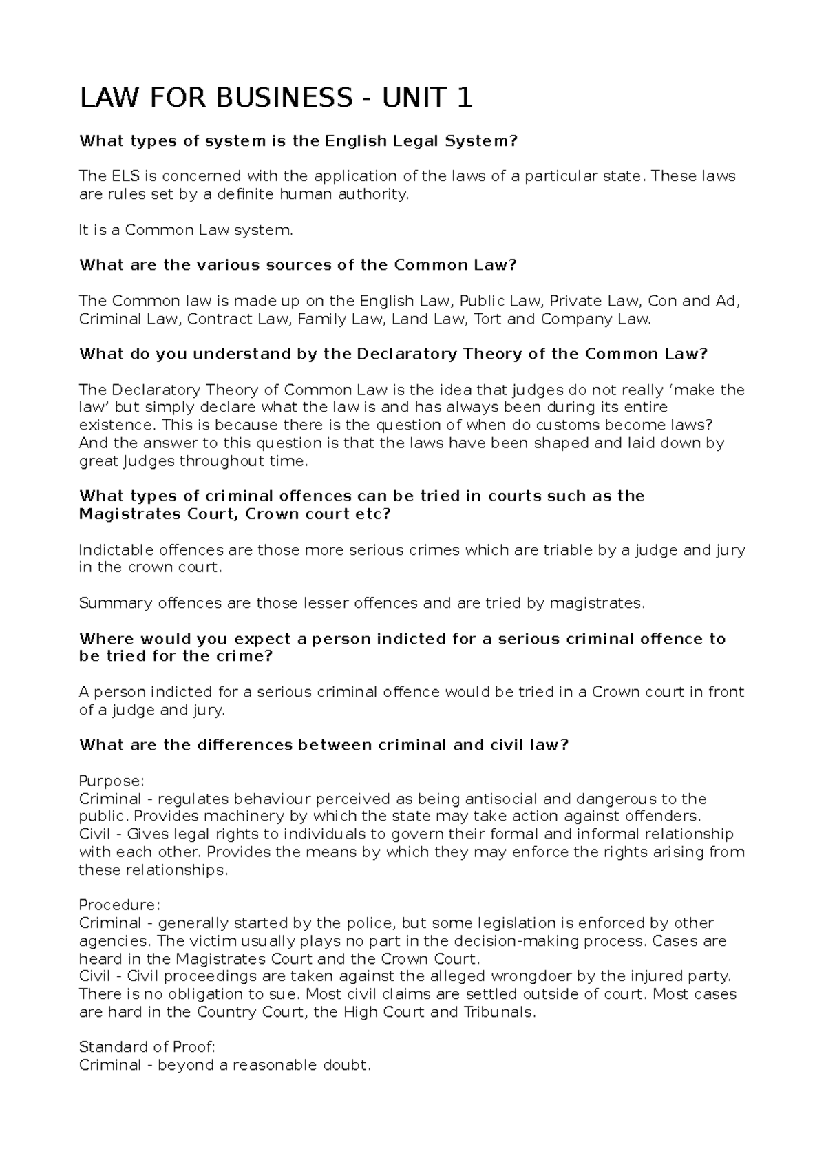 Law Notes - EXCELLENT MATERIAL FOR ALL STUDENTS TAKING THIS COURSE ...