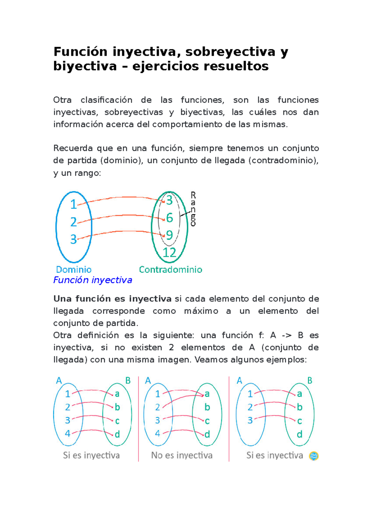 Semana 2 Nivelación Función Inyectiva, Sobrey Y Biyect - Función ...
