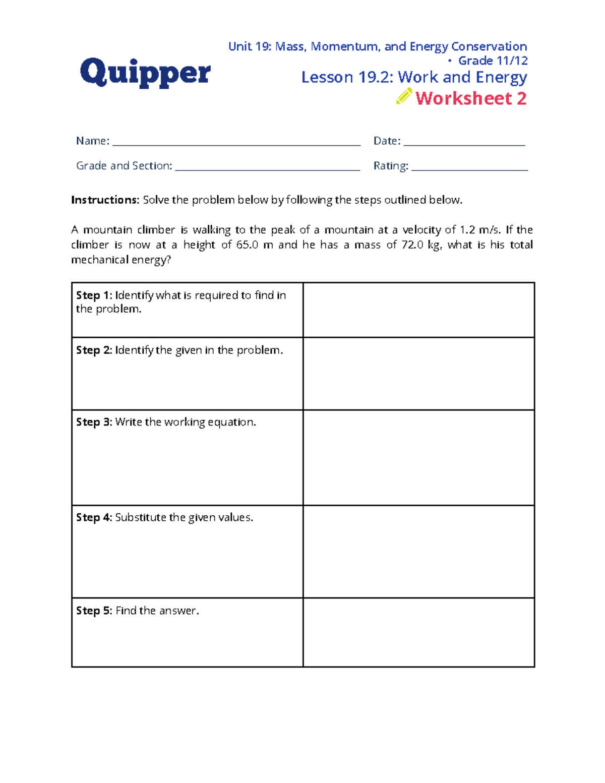 Physical Science SHS 19 - Unit 19: Mass, Momentum, and Energy ...