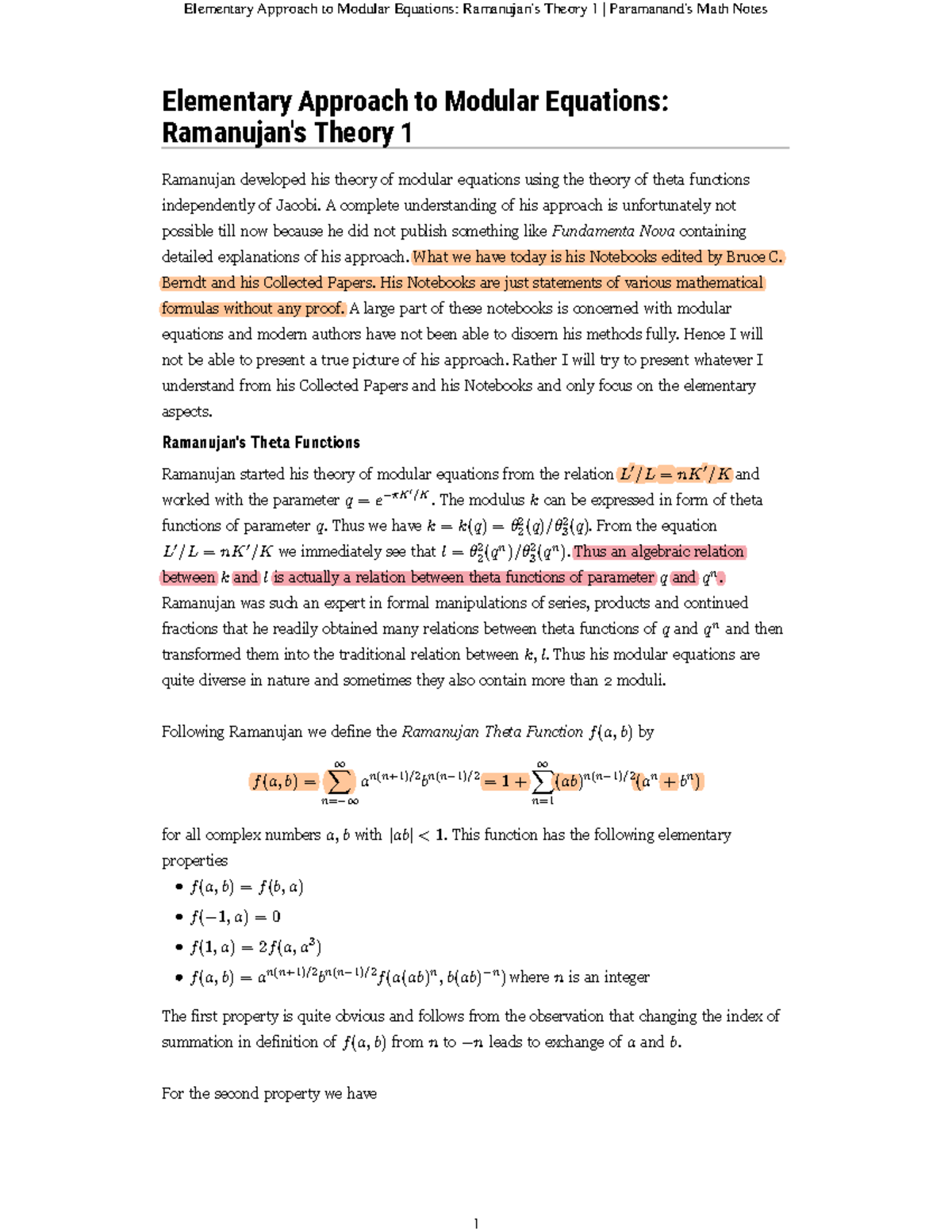 Ramanujan Equations
