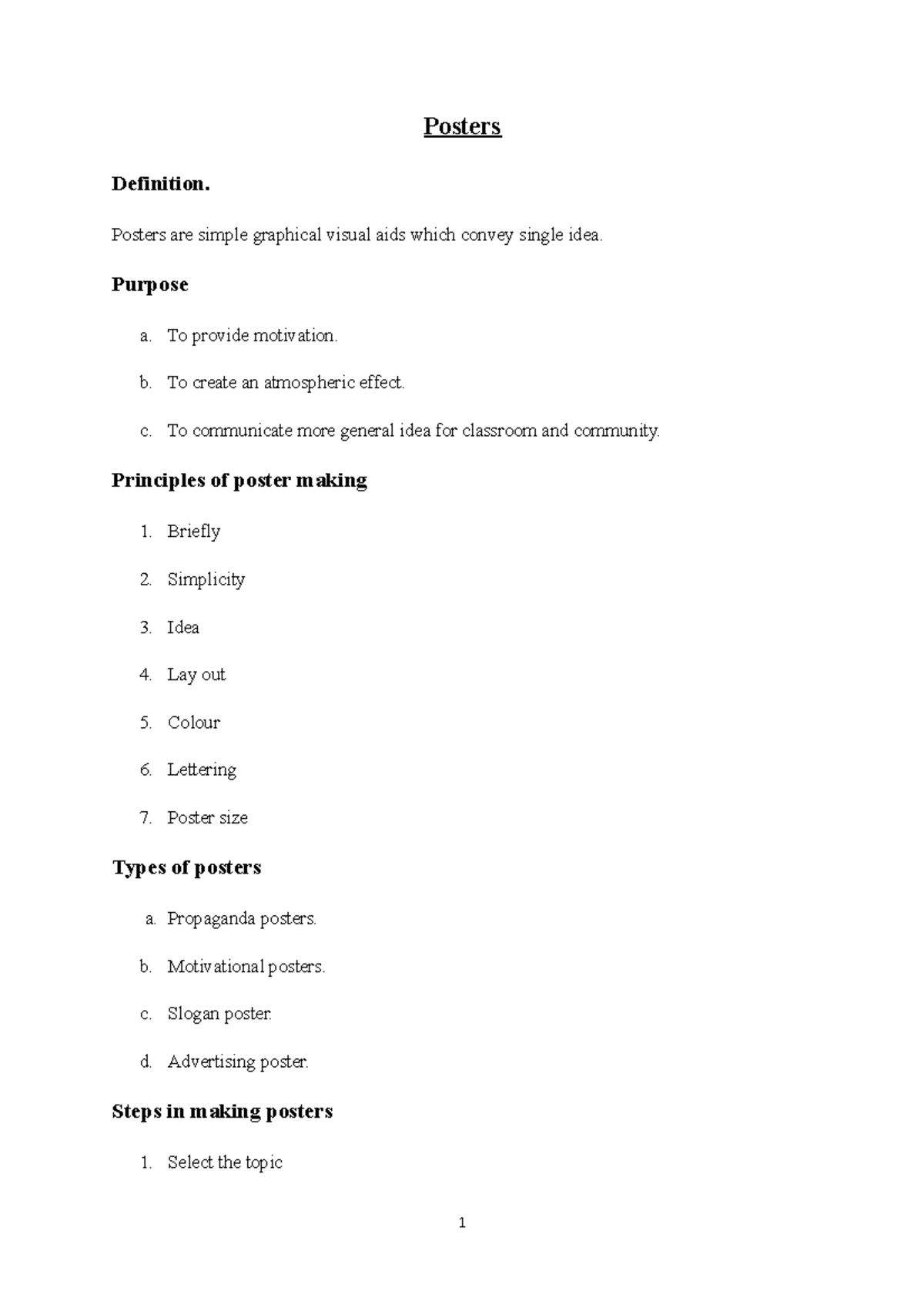 Posters - Posters Definition. Posters are simple graphical visual aids ...