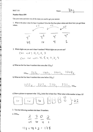 MAT110-Number Bases HW - MAT 110 Name ...