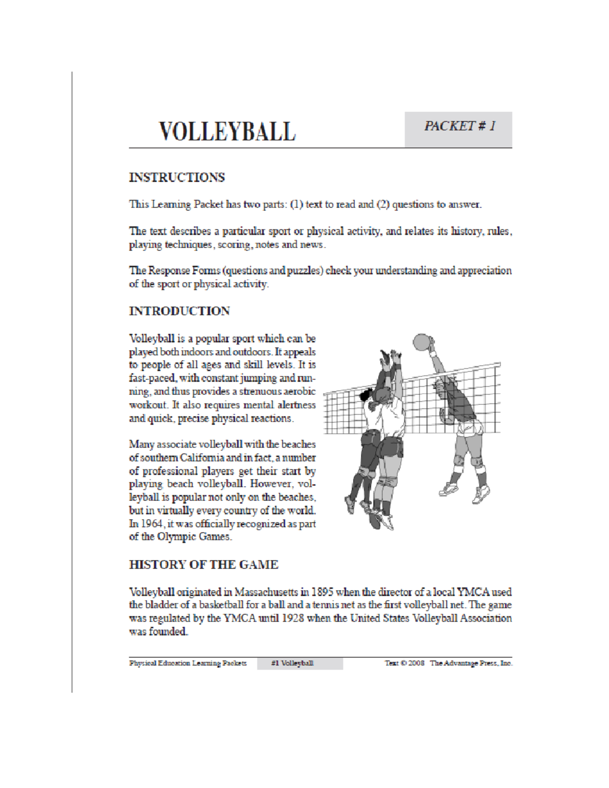 Volley Ball Packet - Studocu