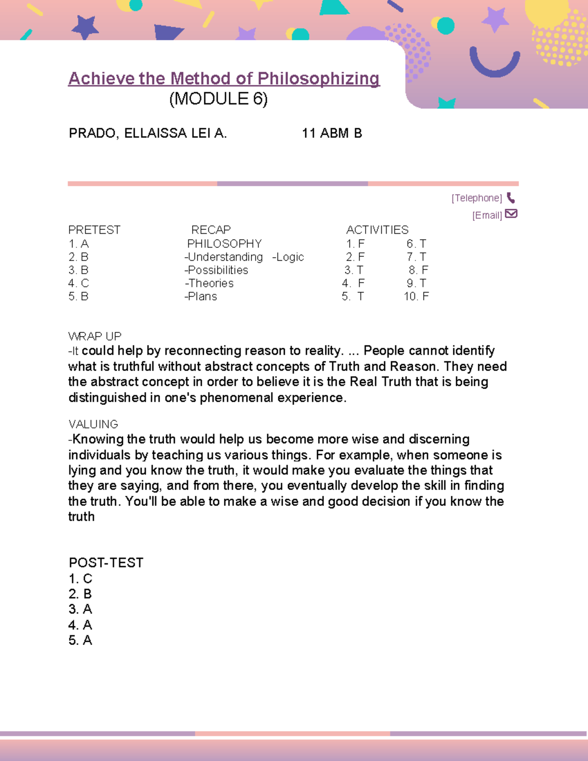 Achieve the Method of Philosophizing - Achieve the Method of ...