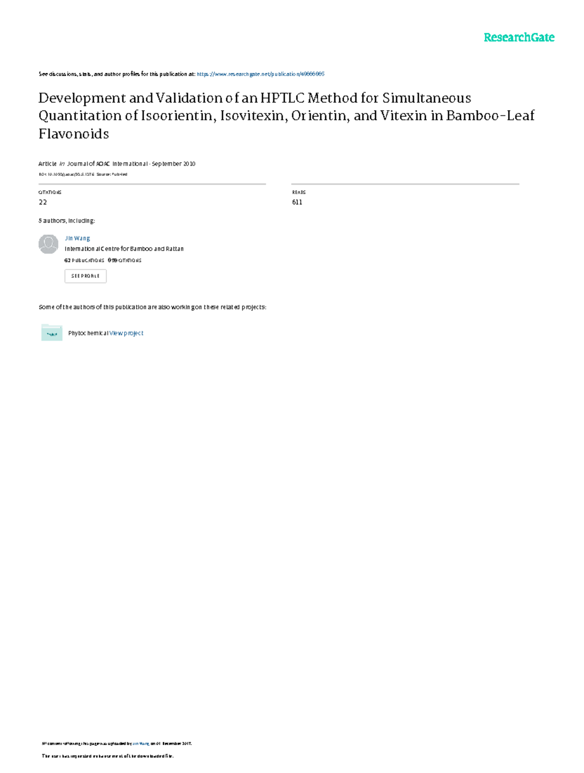 High performance tlc vitexin - Inorganic Chemistry - MU - Studocu