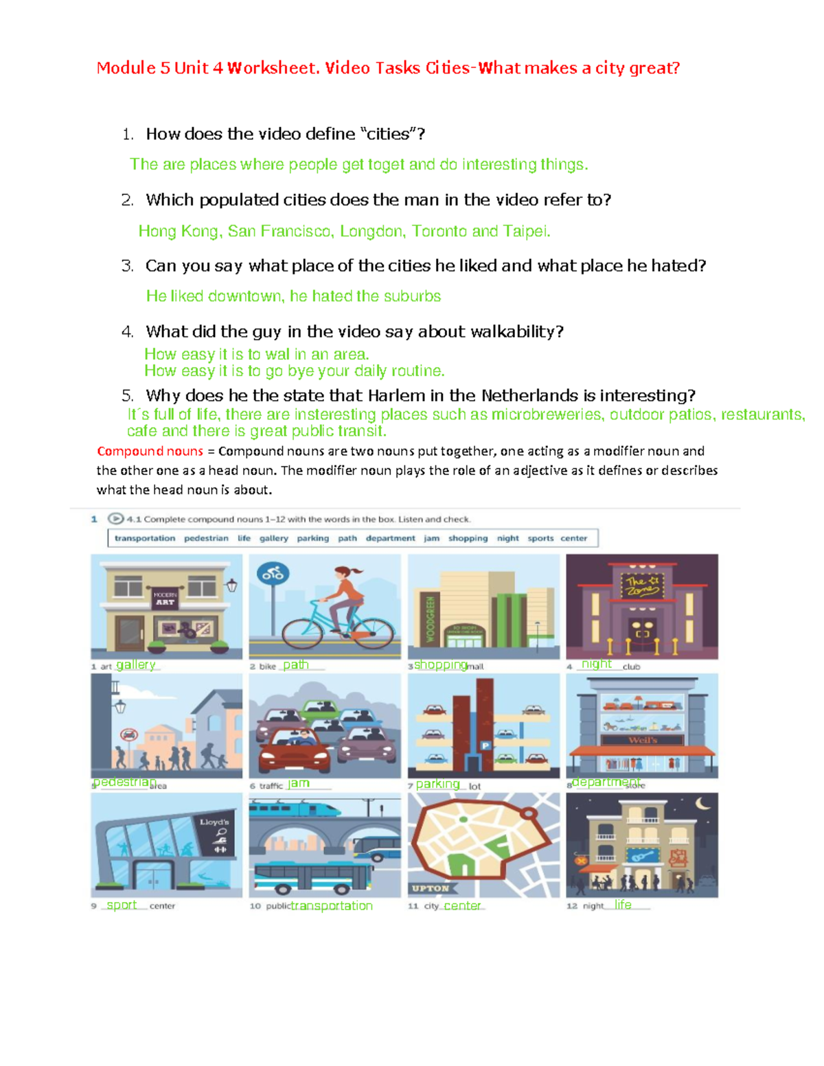 Module 5 Unit 4 Worksheet - gallery path shopping night pedestrian jam ...