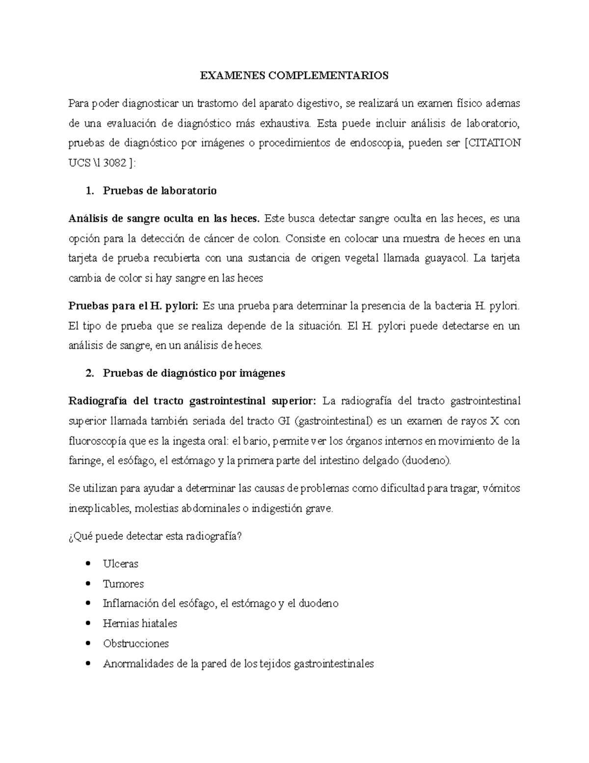 Examenes Complementarios - EXAMENES COMPLEMENTARIOS Para poder ...