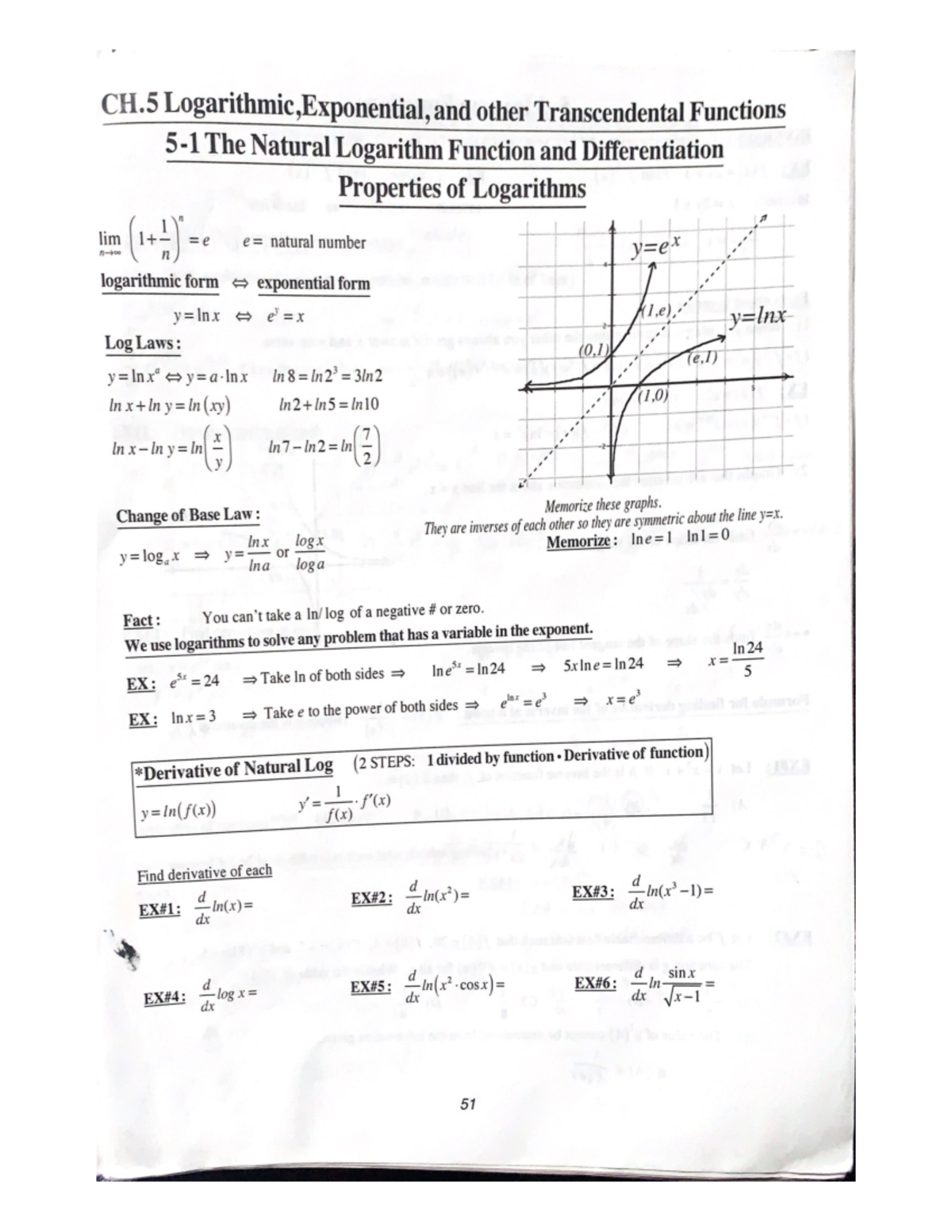 CH.5 Logarithmic, Exponential, and other Transcendental Functions - Studocu