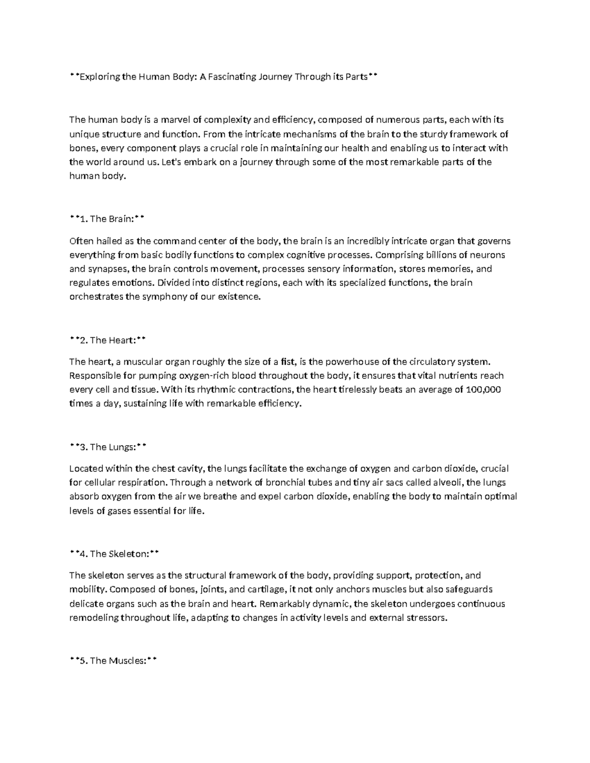 Parts OF THE BODY - Exploring the Human Body: A Fascinating Journey ...