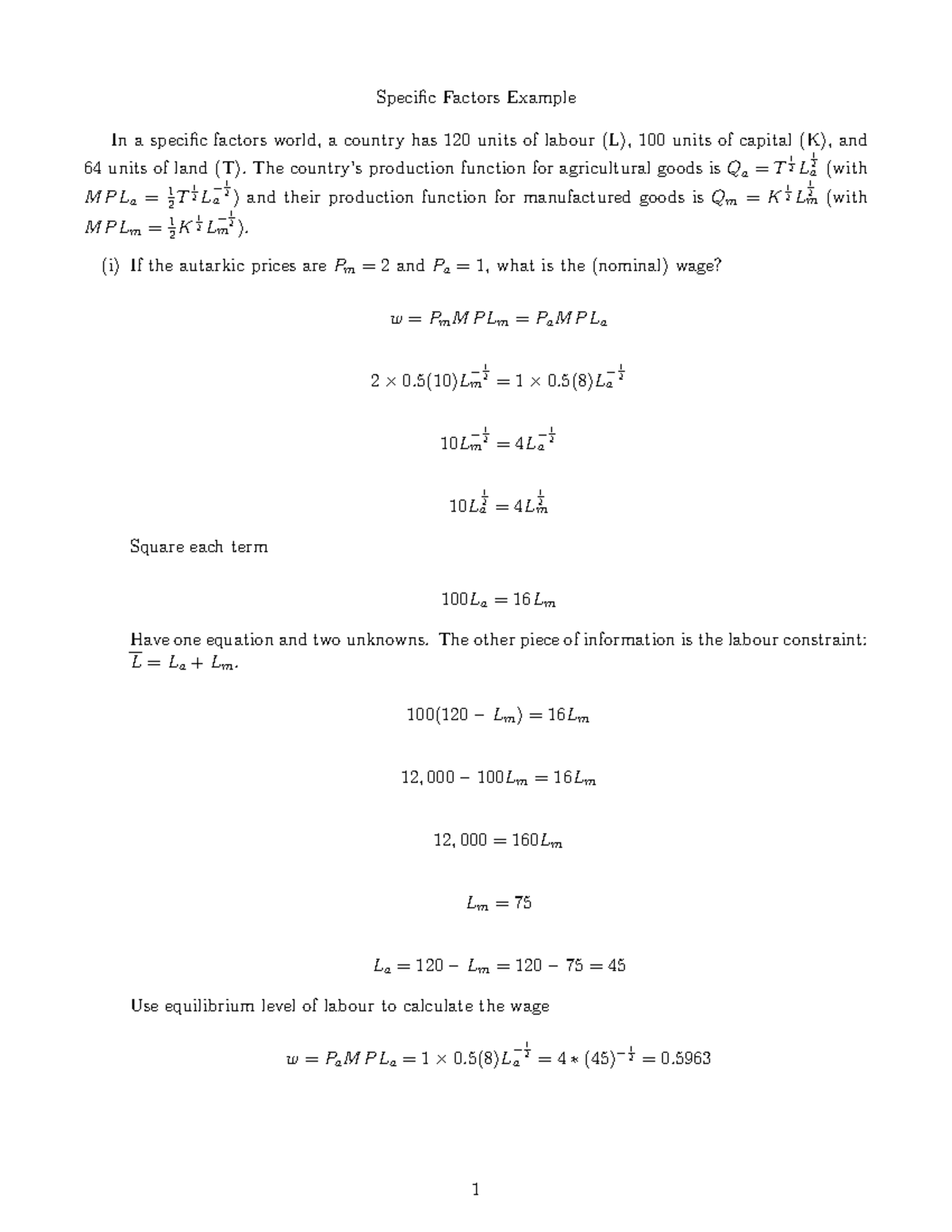 Specific Factors Example 2, Solutions - Specific Factors Example In a ...