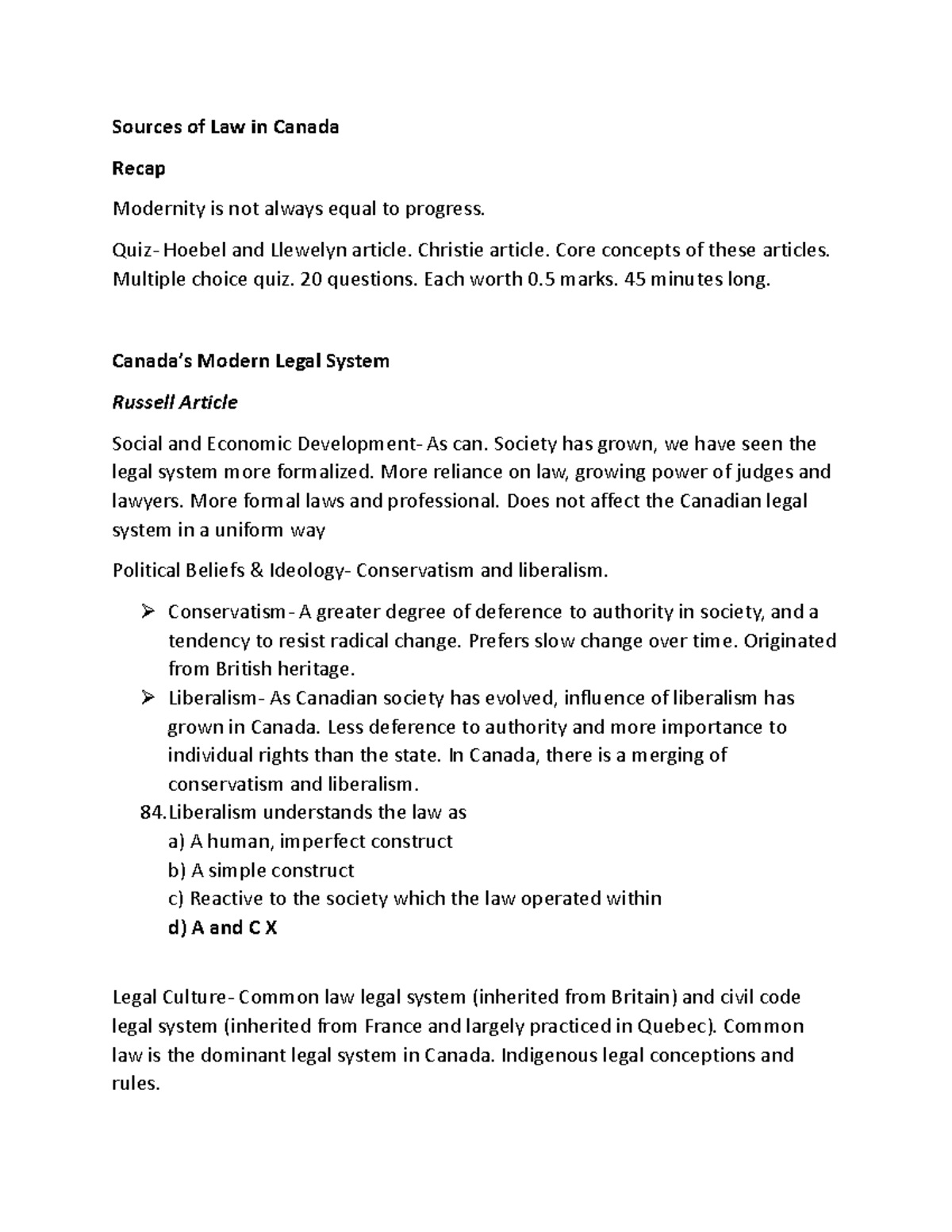 Week 3- Sources of Law in Canada - Sources of Law in Canada Recap ...