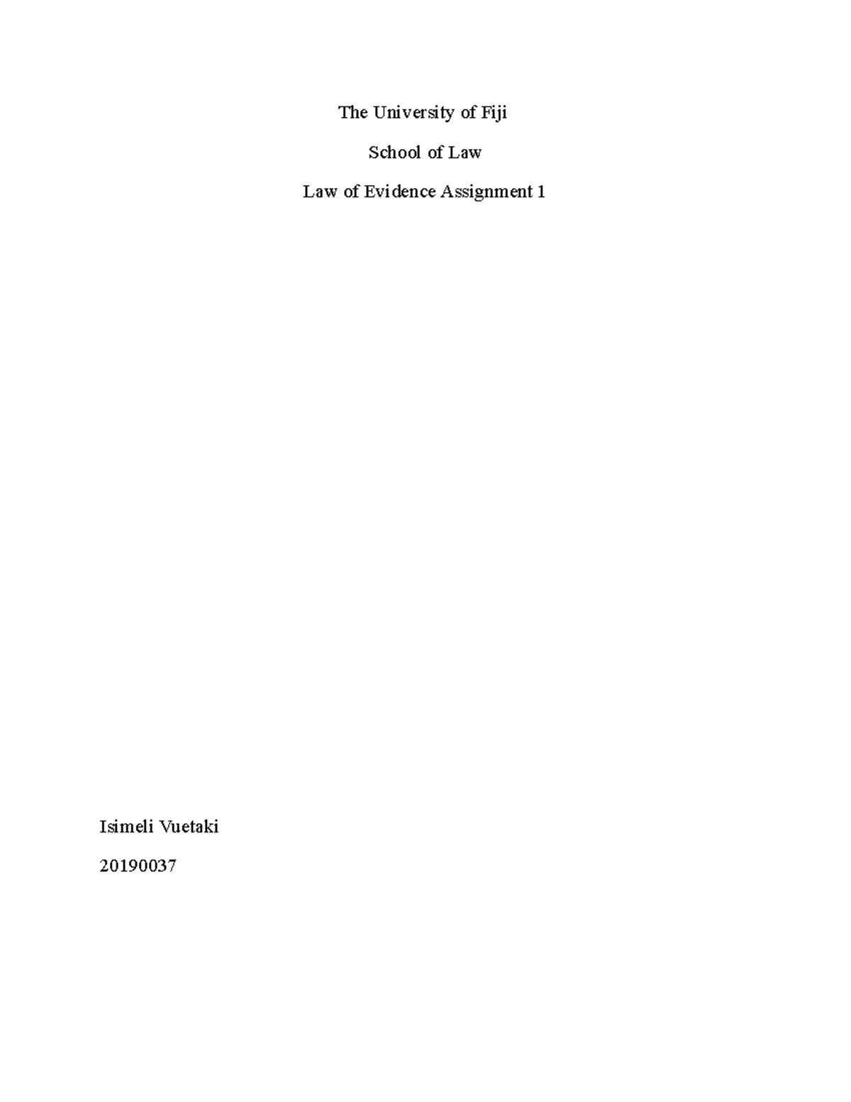 legal drafting assignment 1 - The University of Fiji School of Law Law ...