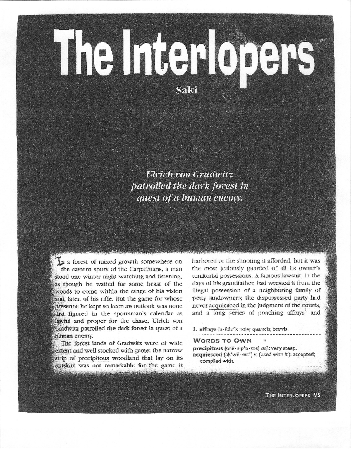 The+Interlopers - short story - Studocu