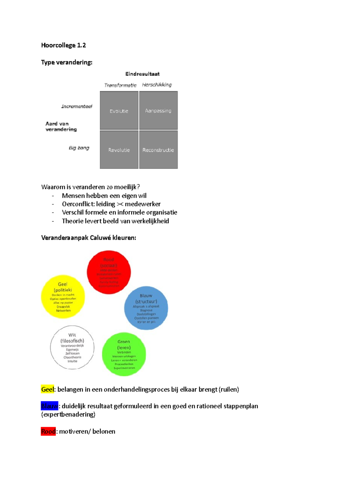 Hoorcolleges VRMA - Hoorcollege 1. Type verandering: Waarom is ...